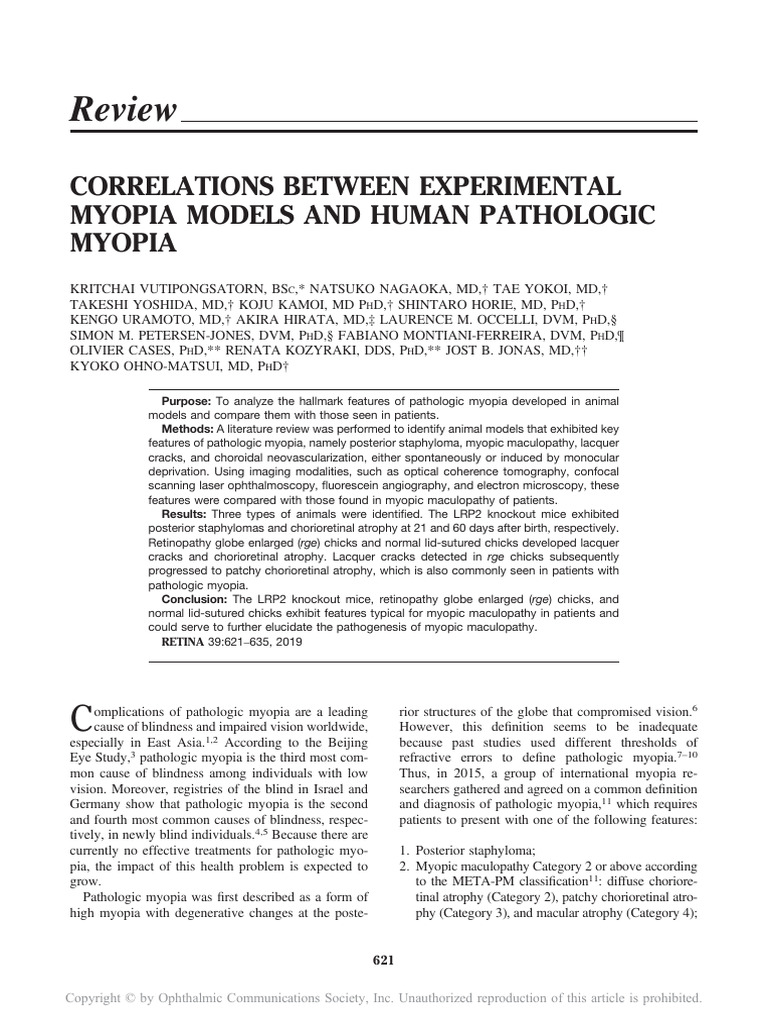 Correlation Between Experimental Animal Models and Human Models | PDF ...