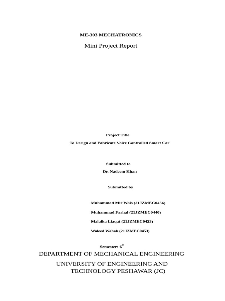 Mechatronics Mini Project Mini Project | PDF | Arduino | Power Supply