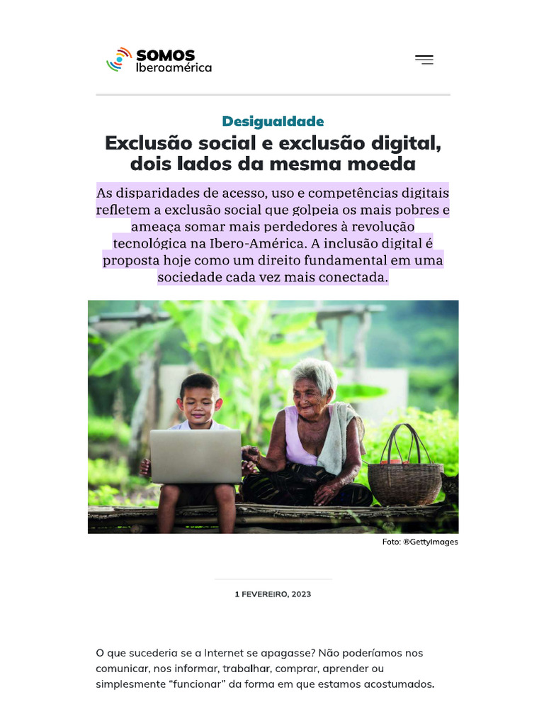 exclusão social e exclusão digital- IberoAmericana | PDF