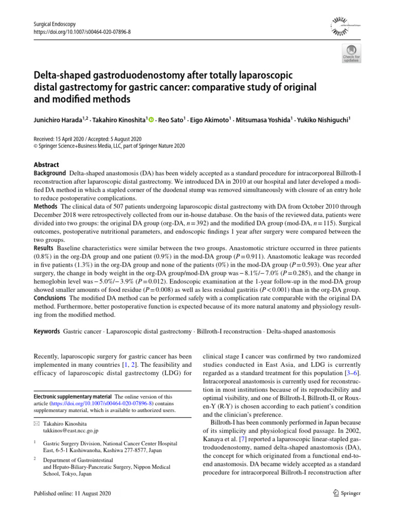 Delta Shaped Gastroduodenostomy 2020 | PDF | Surgical Specialties ...