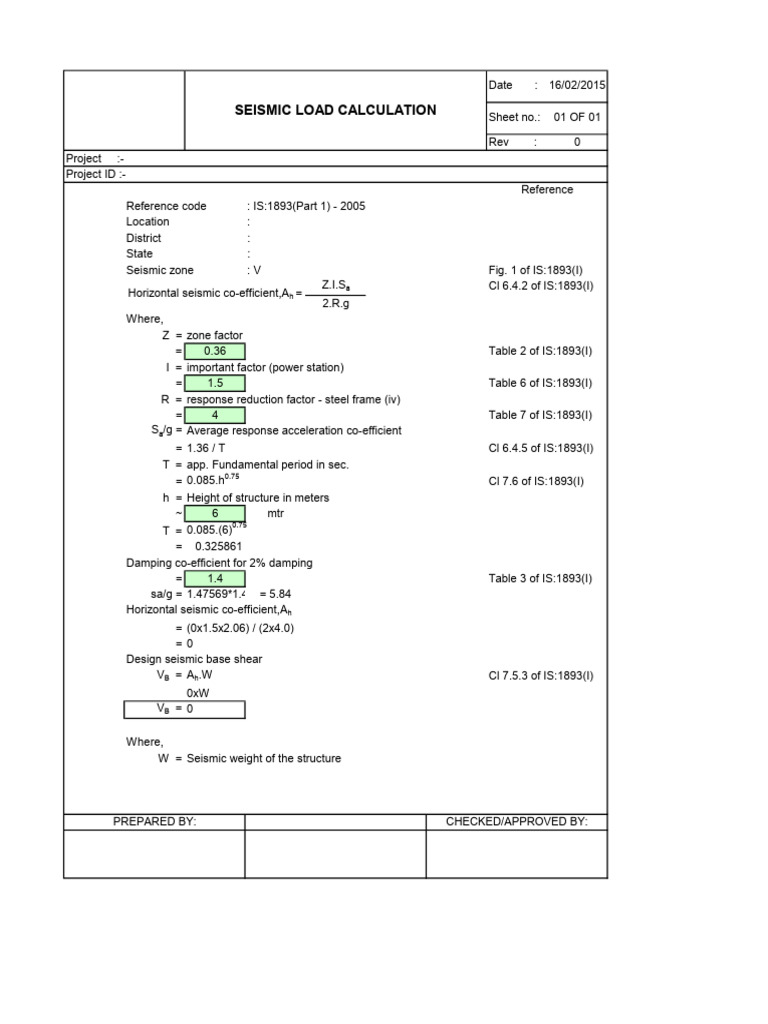Seismic calculation | PDF | Civil Engineering | Applied And ...