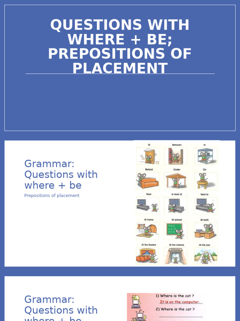 7. Questions with where + be preposition of placement | PDF