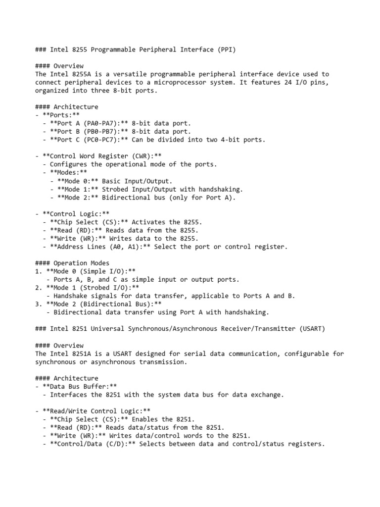 Intel 8255 Programmable Peripheral Interface (PPI) | PDF | Electronics ...