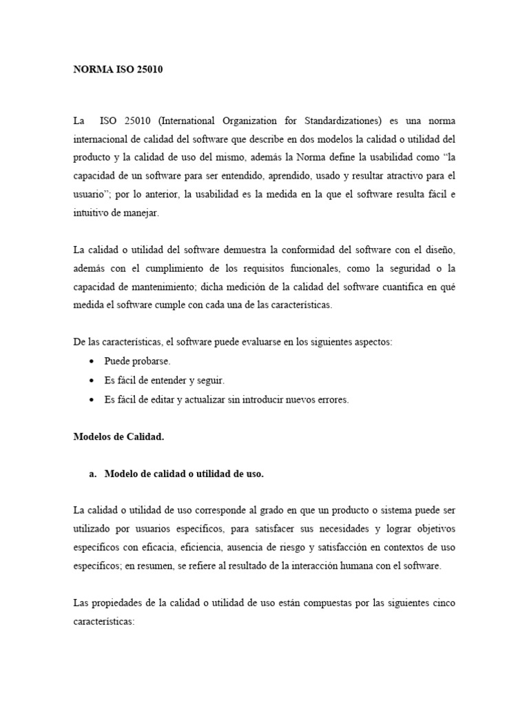 Iso 25010 | PDF | Calidad (comercial) | Software