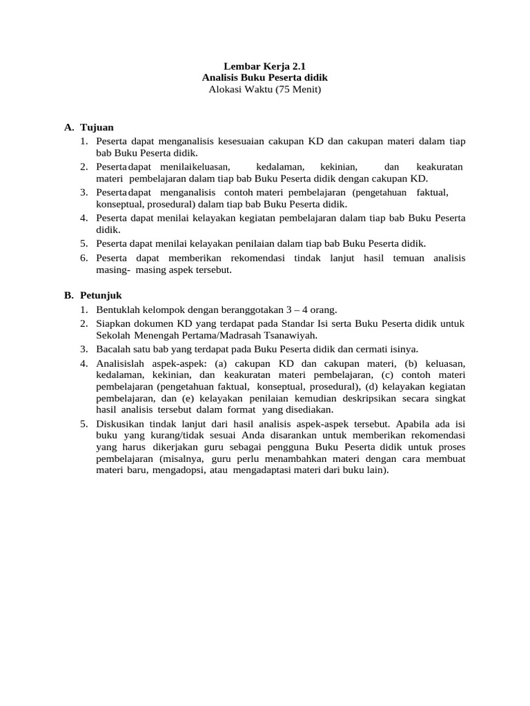 LK 2.1 Analisis Buku Siswa | PDF