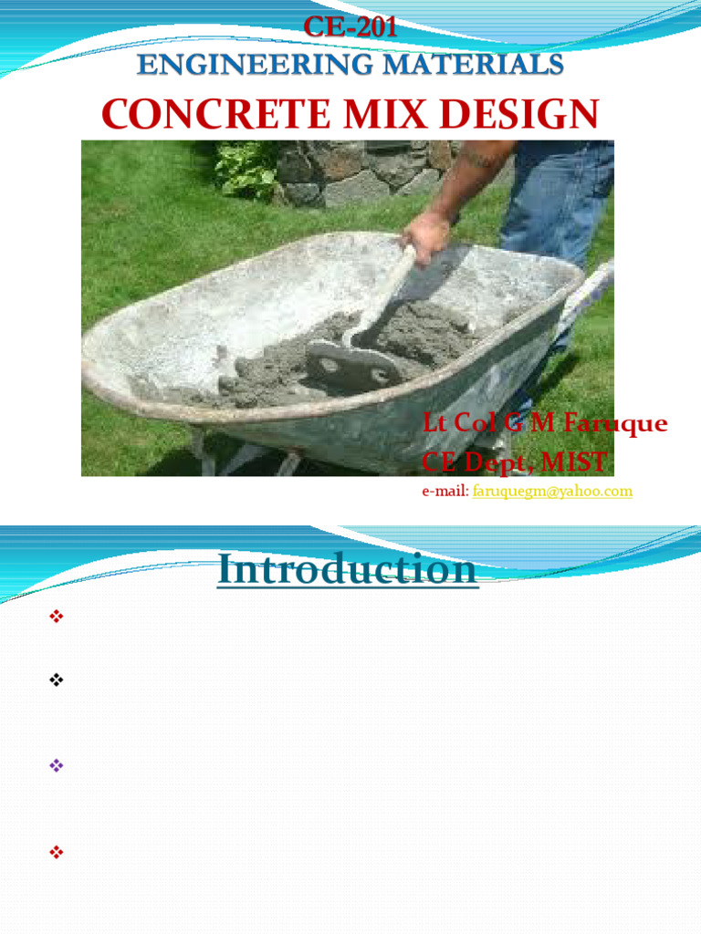 Concrete Mix Design | PDF | Concrete | Cement
