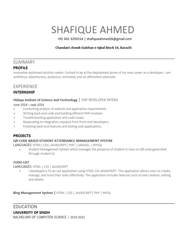 Shafique's Resume-1 | PDF