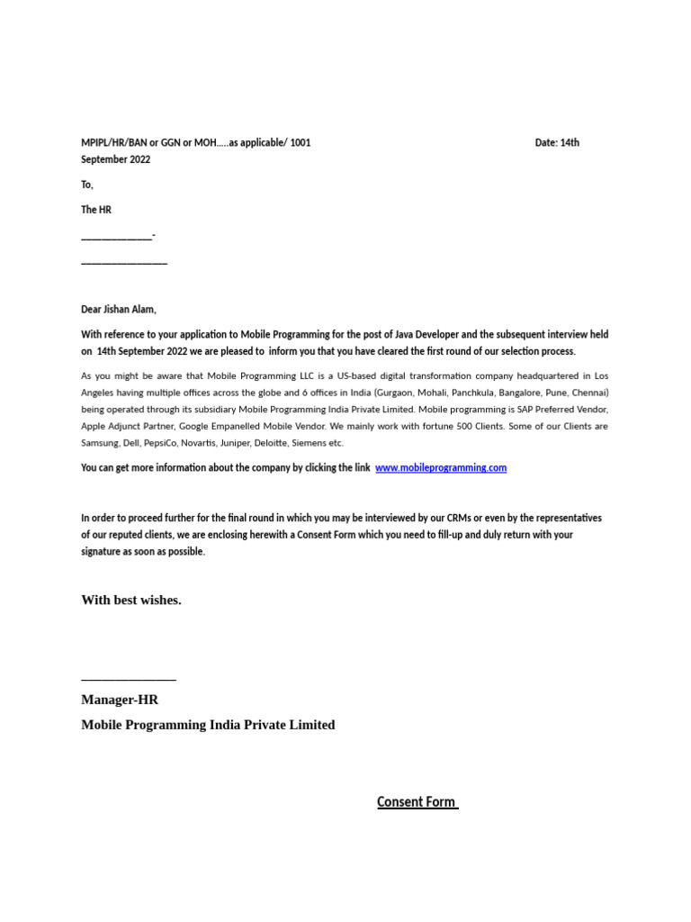MP Consent Form Jishan Alam | PDF