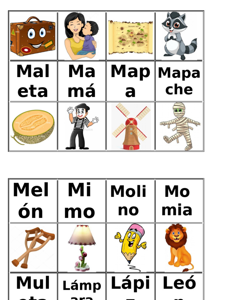 Collage de Imagenes para Memorice (Imagen Grande) | PDF