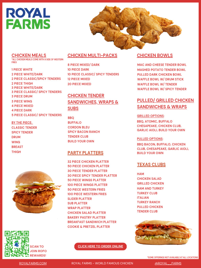 Royal Farms Chicken Menu & Prices | PDF | Hamburgers | Sausage