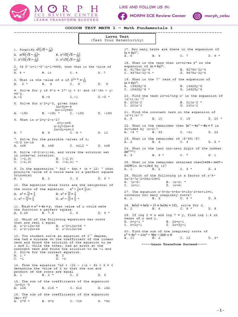 MATH1- Math Fundamentals 1_CC | PDF | Abstract Algebra | Algebra