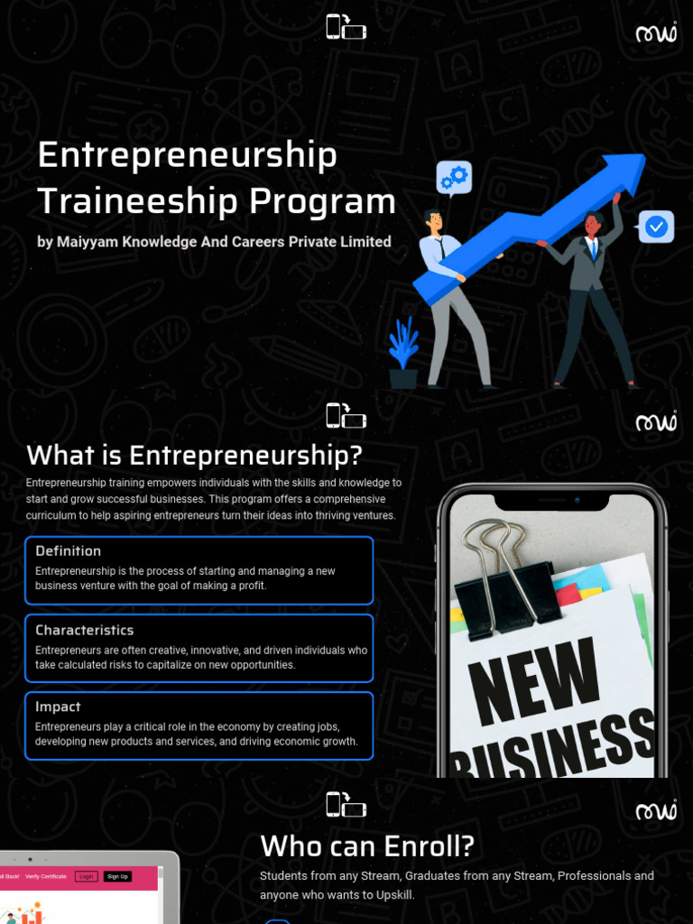 Entrepreneurship Traineeship Program Overview | PDF | Entrepreneurship ...