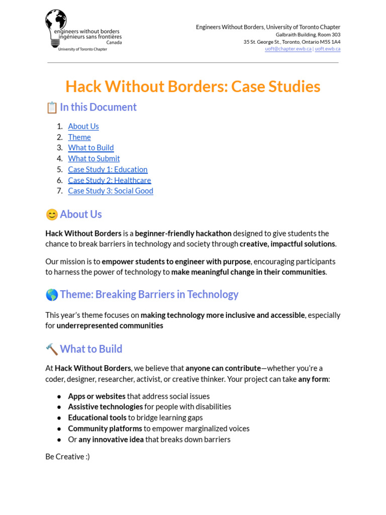 Hack Without Borders: Innovate for Impact | PDF | Disability ...