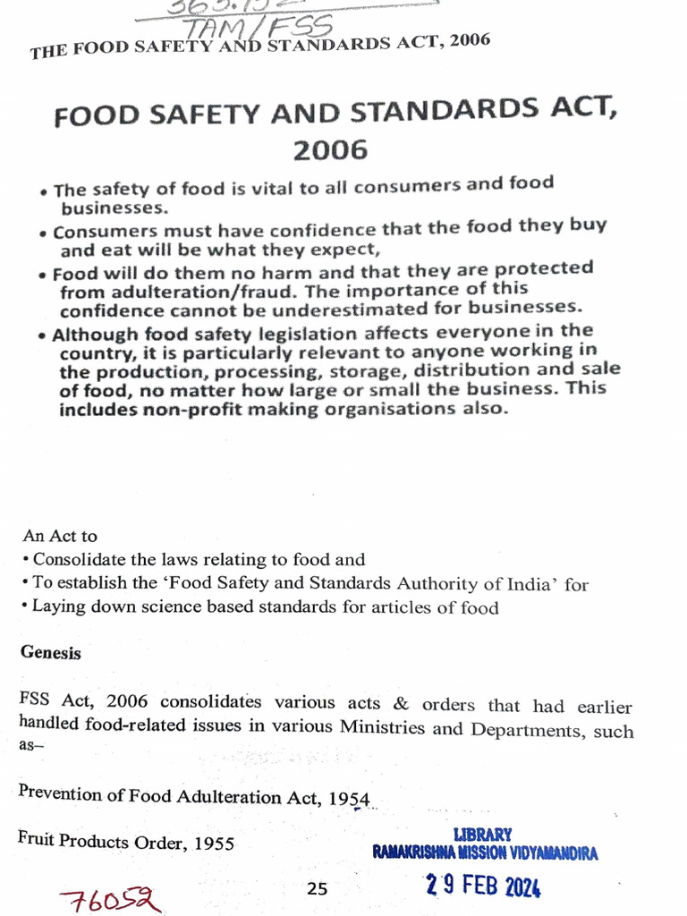 Overview of the FSSAI Act, 2006 | PDF | Food Safety