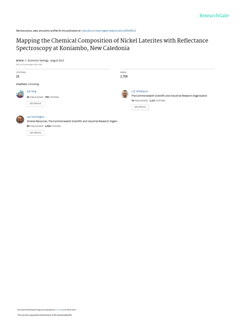 Mapping The Chemical Composition of Nickel Laterites With Reflectance ...