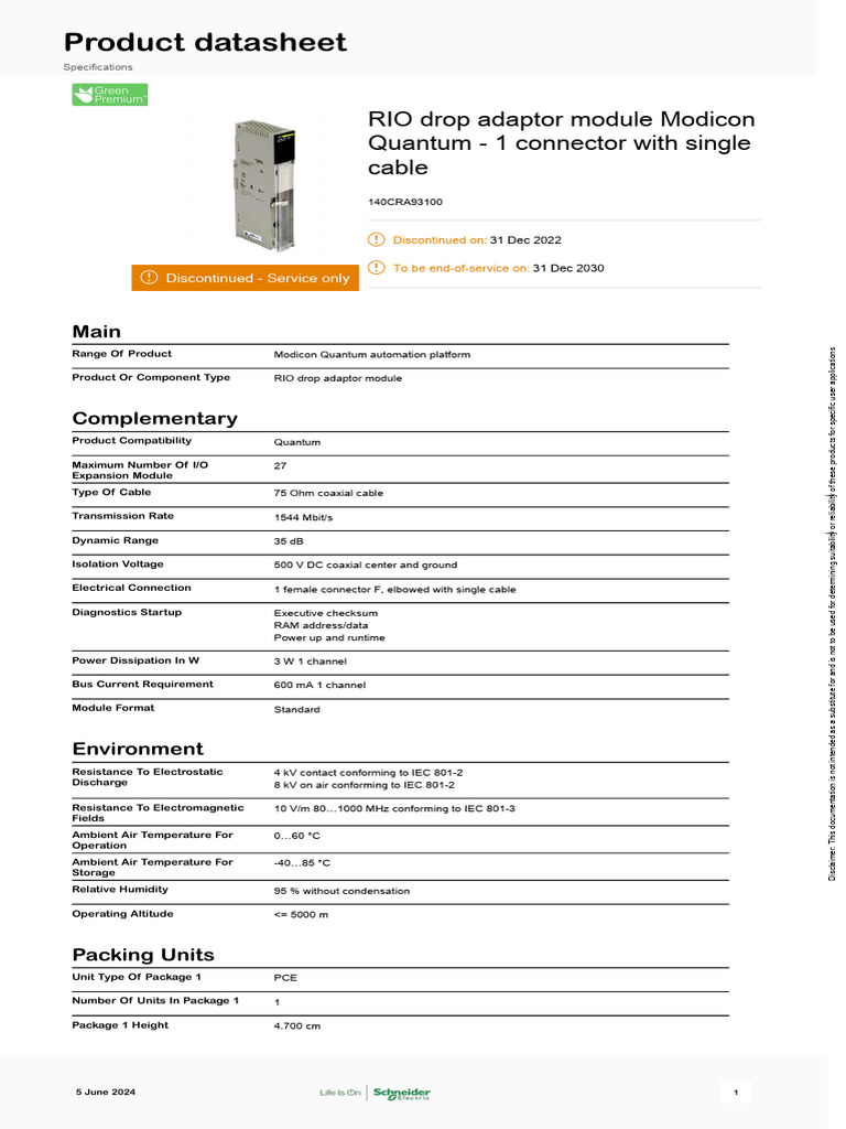 Schneider Electric - Modicon-Quantum - 140CRA93100 | PDF | Electrical ...