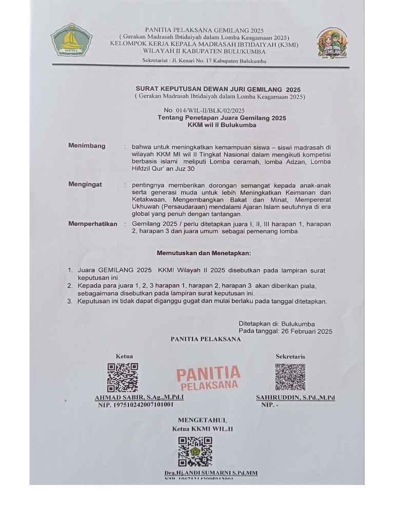 SK Dewan Juri Gemilang | PDF