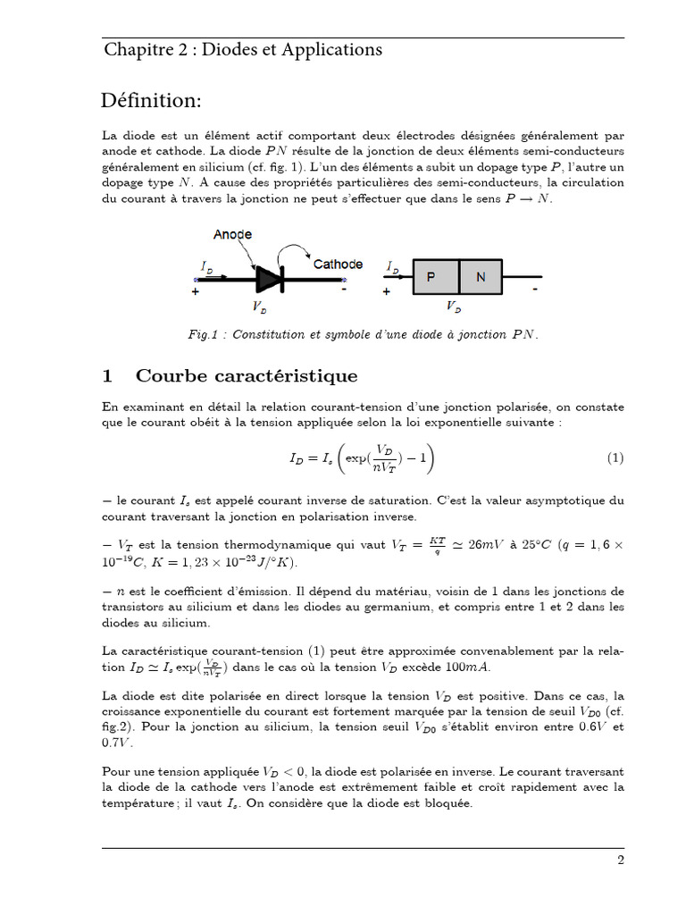 Chapitre 2 - Diodes Et Applications | PDF | Diode | Redresseur