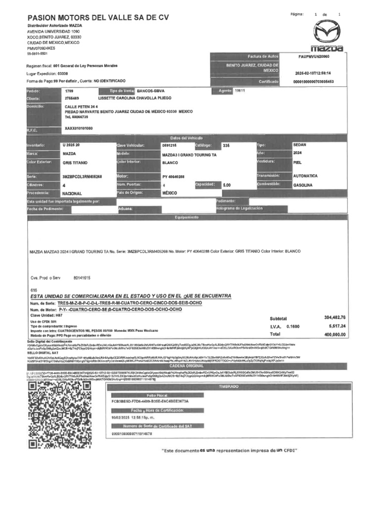 Factura Mazda | PDF
