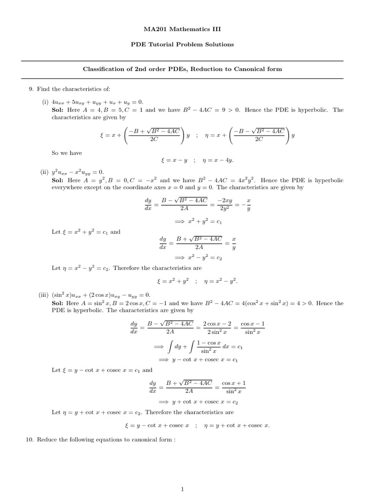 Tutorial3 Solution PDE - MA201 - AY2024 25 | PDF | Partial Differential Equation | Trigonometric ...