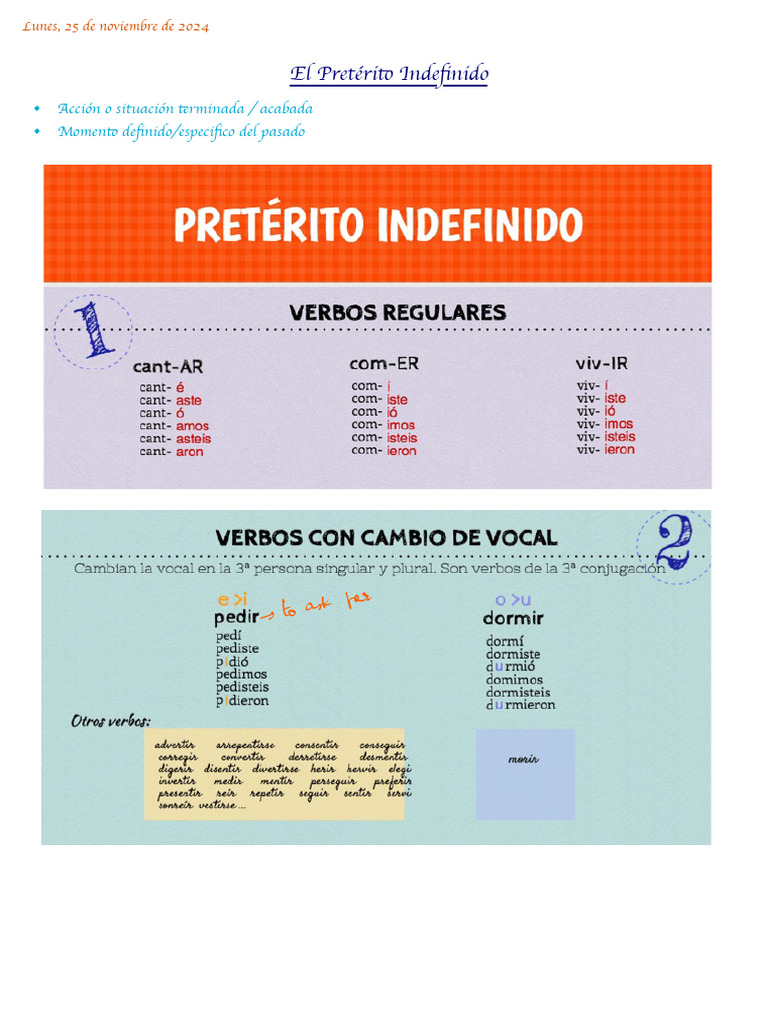 Pretérito Indefinido 25.11 | PDF