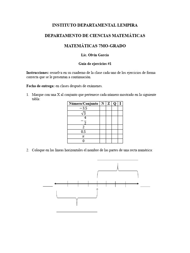 Guía #1-Matemáticas-7mo-Prof Olvin | PDF
