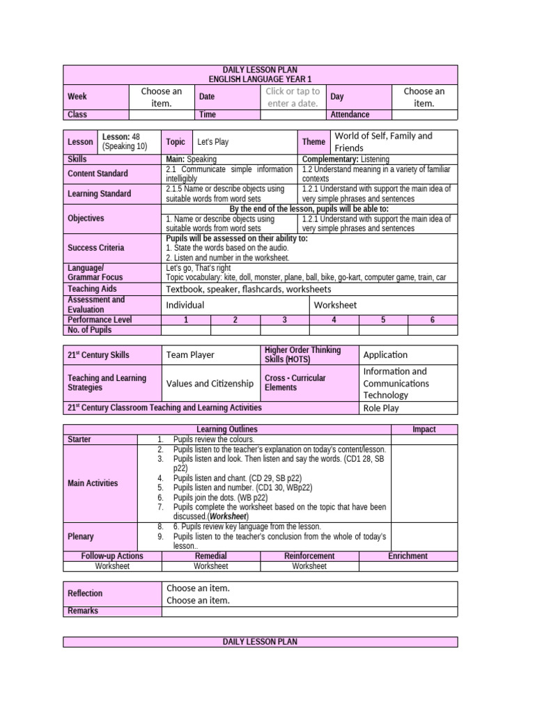 Unit 3 Lets Play | PDF | Lesson Plan | Curriculum