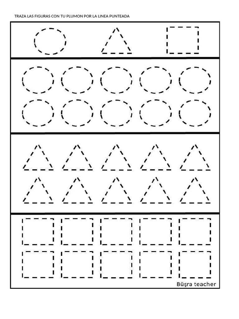 Traza Las Figuras Con Tu Plumon Por La Linea Punteada | PDF