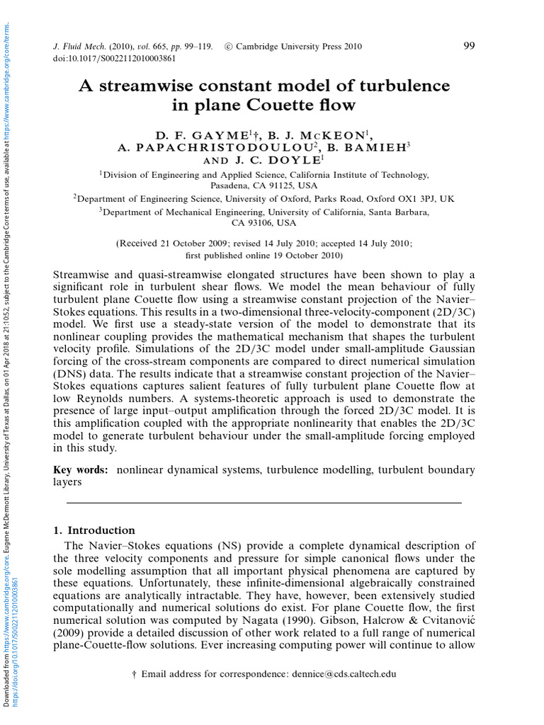 2010_JFM_A streamwise constant model of turbulence in plane Couette ﬂow | PDF | Turbulence ...