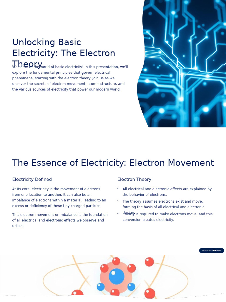 Basics of Electricity: Electron Theory Explained | PDF | Electric ...