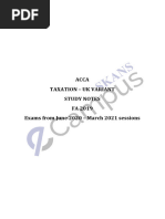 ACCA Taxation Cheat Sheet Overview | PDF | Taxes | Value Added Tax