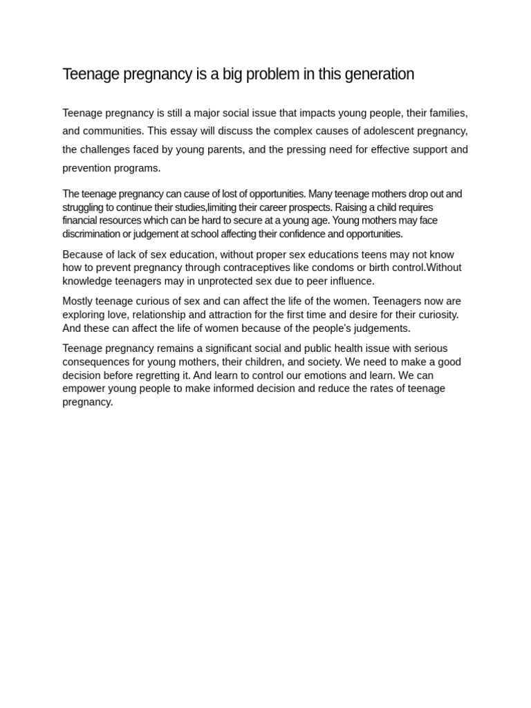Understanding Teenage Pregnancy Issues | PDF