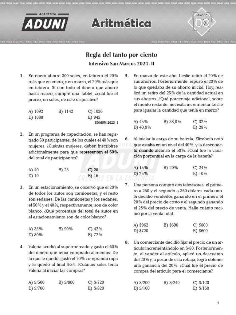 AR ISM Sem03 | PDF | Porcentaje | Aritmética