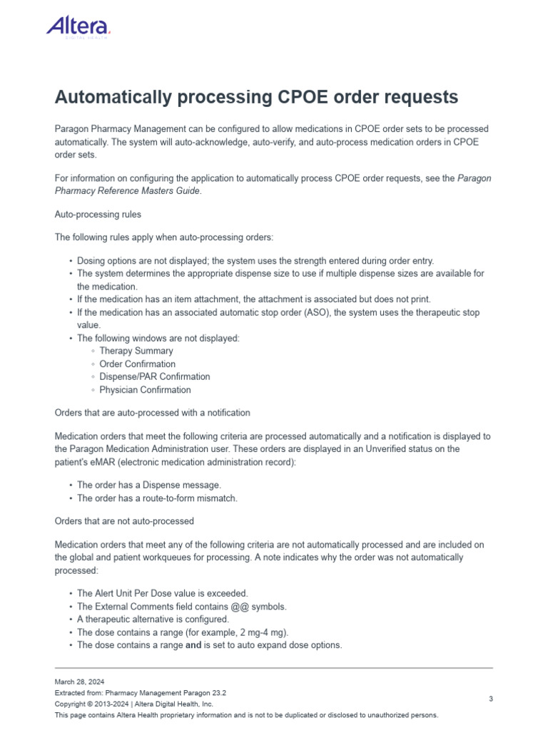 Pharmacy Management Paragon 23 2 Automatically Processing Cpoe Order ...
