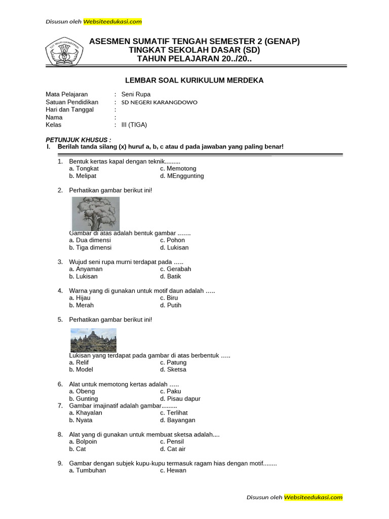 STS 2 Kelas III - Seni Rupa | PDF