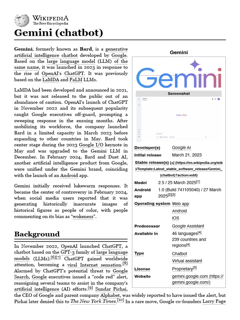Gemini (Chatbot) - Wikipedia | PDF | Information Retrieval ...