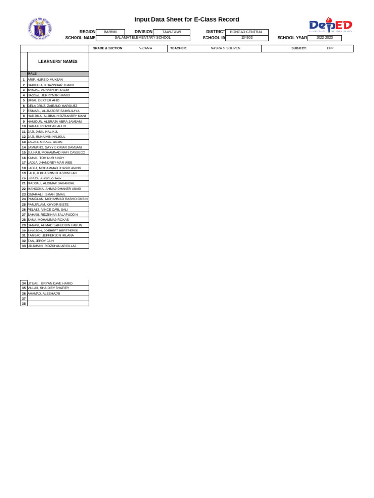 Epp Grade v- Caamia_ Second Grading | PDF