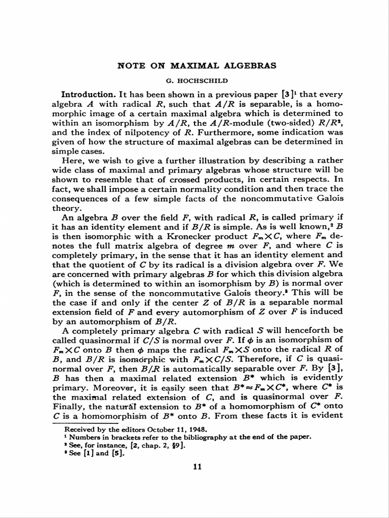 Hochschild Note On Maximal Algebras | PDF | Field (Mathematics) | Module (Mathematics)