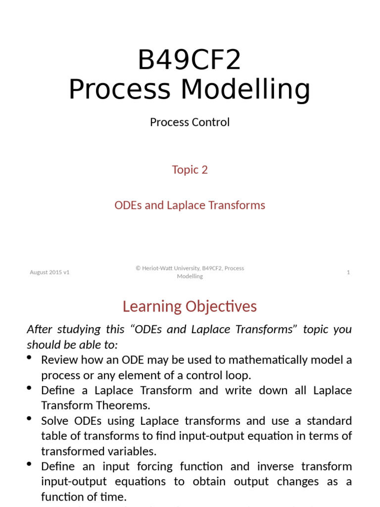 Topic 2 - Lecturer - Slides - v1 | PDF | Laplace Transform | Ordinary Differential Equation