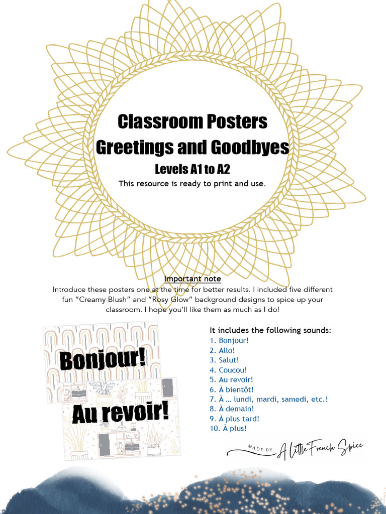 Classroom Posters Greetings and Goodbyes: Levels A1 To A2 | PDF