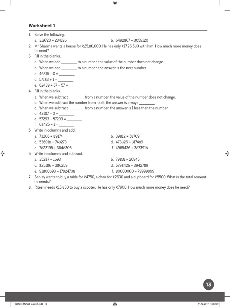 Math Class 5th Worksheet - 2 | PDF | Motor Vehicle | Vehicles