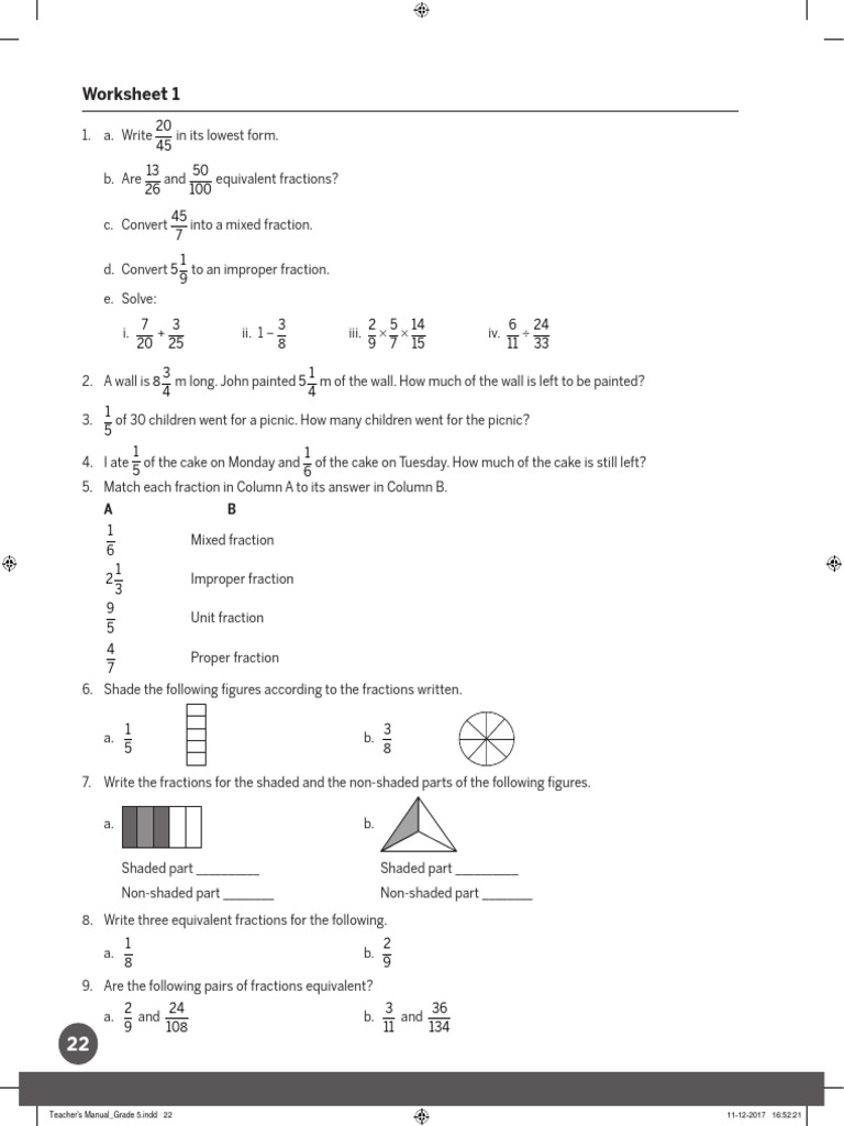 Math Class 5th Worksheet - 4 | PDF | Numbers | Elementary Mathematics