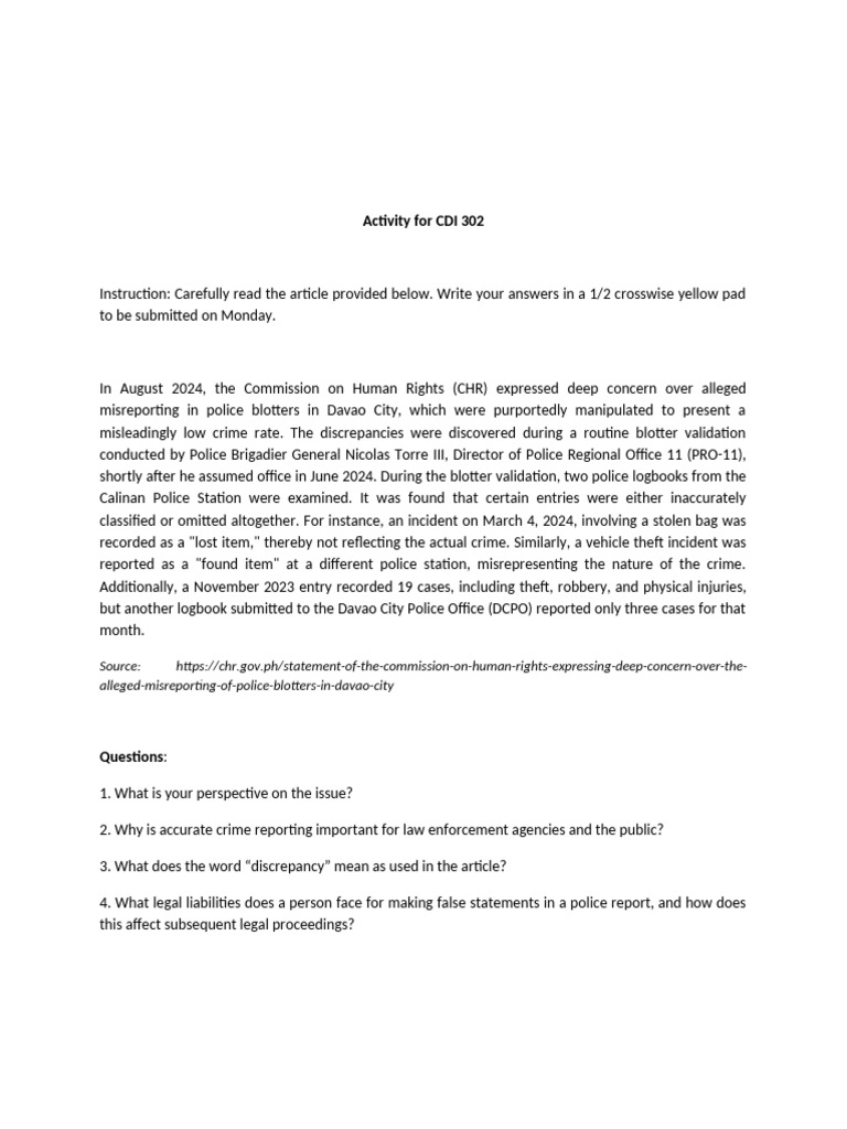 Activity For CDI 302 | PDF