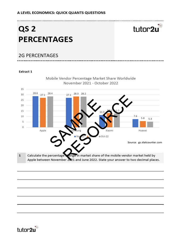 Quick Quants Questions QS 2g Percentages Sample | PDF | Smartphone | Percentage
