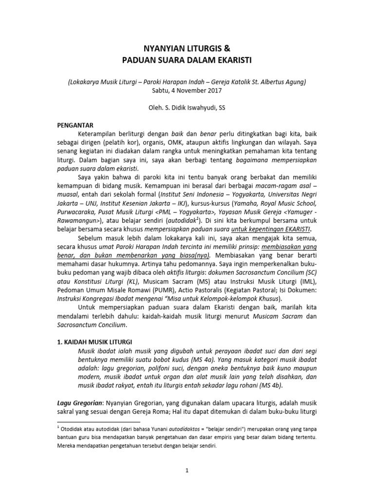 Nyanyian Liturgis Dan Paduan Suara Dalam Ekaristi | PDF