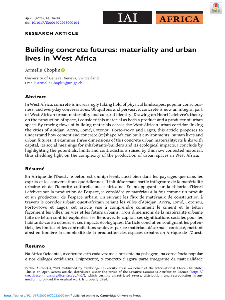 Concrete's Role in West African Urbanization | PDF | Concrete | Capitalism