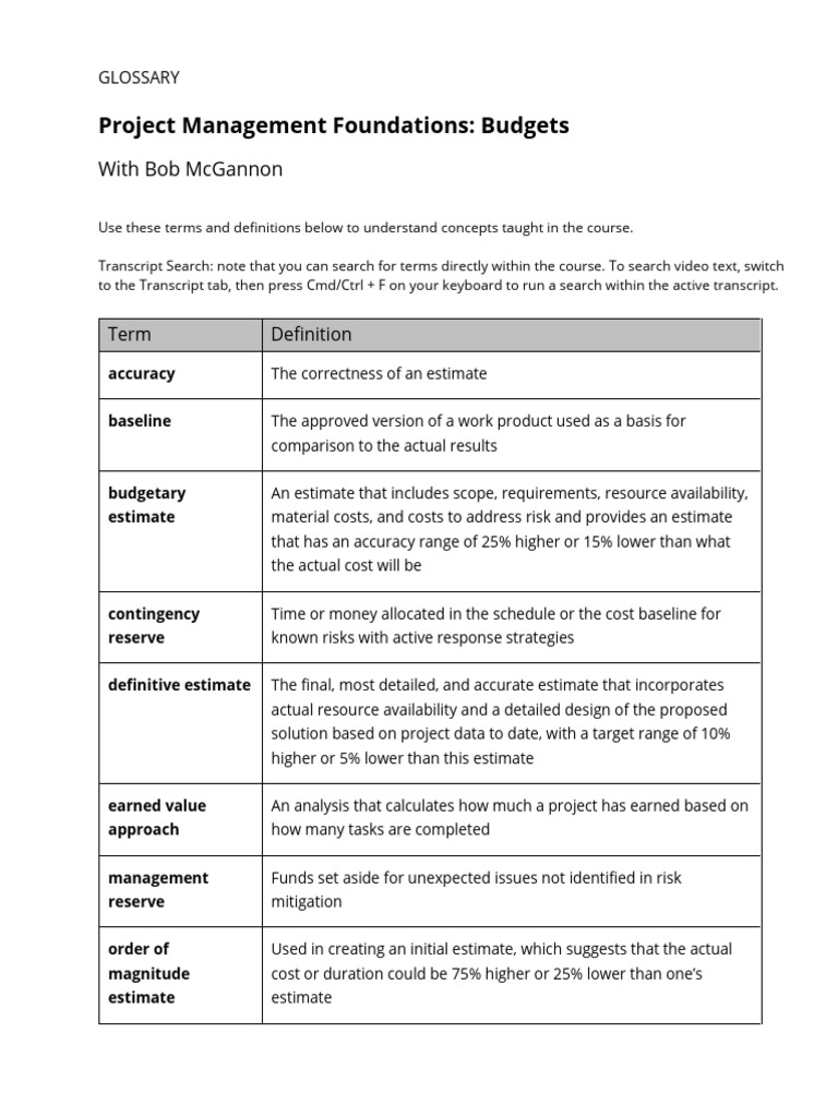 Glossary Project Management | PDF | Project Management | Business