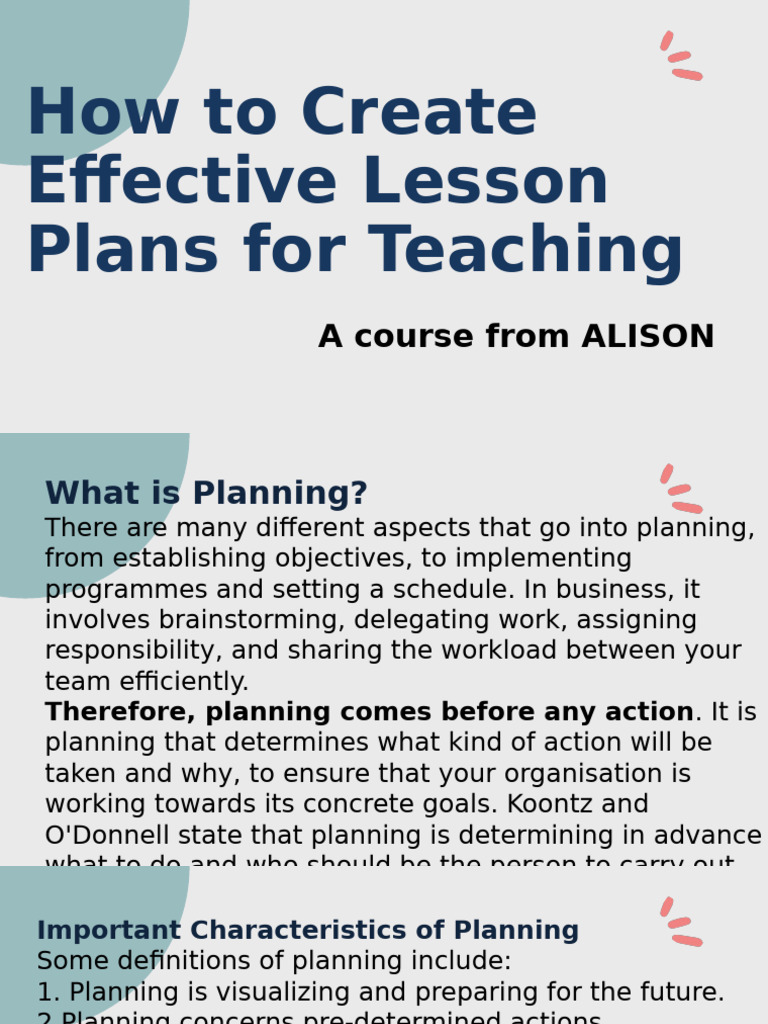 How to Create Effective Lesson Plans for Teaching | PDF | Lesson Plan ...