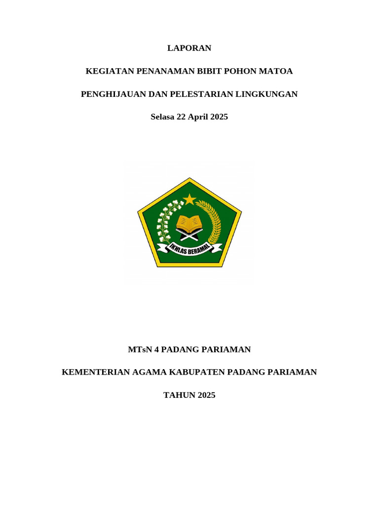 Laporan Penanaman Bibit Matoa 2025 | PDF