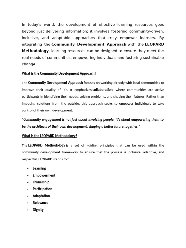 community development approaches | PDF | Empowerment | Learning